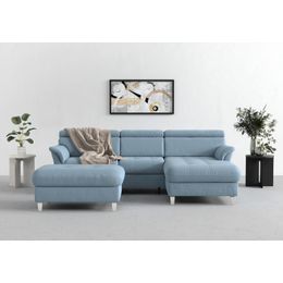 Sit & More Ecksofa SIT & MORE, B:257cm T:166cm, blau, 98% Polyester, 2% Polyamid, Wohnzimmer, Sofas, "Marano L-Form", inklusive Kopfteilverstellung, wahlweise
