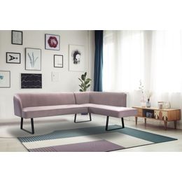 Eckbank, B:270cm H:83cm T:197cm, pink, exxpo - SOFA FASHION, Esszimmer, Sitzbänke, "Americano", mit Keder und Metallfüßen, Bezug in verschiedenen