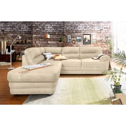 Ecksofa COTTA, B:250cm H:88cm T:234cm, beige, Luxus-Kunstleder, frei im Raum stellbar;Luxus-Microfaser (100% Polyester), frei im Raum