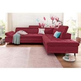 Sit & More Ecksofa SIT & MORE, B:275cm H:89cm T:217cm, rot, Kunstleder SOFTLUX;Luxus-Microfaser ALTARA NUBUCK (100% Polyester);Struktur (100% Polyester),