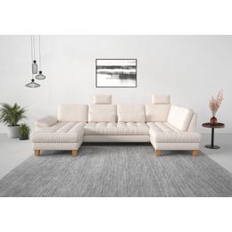 Sit & More Wohnlandschaft SIT & MORE, B:338cm H:88cm T:172cm, beige, 100% Polyester, Sofas, "Westham U-Form", wahlweise mit Bettfunktion, Bettkasten,