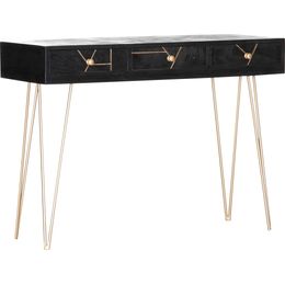 Konsole GUTMANN FACTORY, B:115cm H:82cm T:43cm, schwarz, Massivholz, Flur, Sideboards, "Scan", mit modernen Haarnadel Beinen