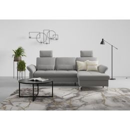 Ecksofa Inosign, B:275cm H:89cm T:175cm, grau, 100%Polyester, Wohnzimmer, Sofas, "Palm Beach L-Form", Federkern, mit Sitztiefenverstellung, wahlweise