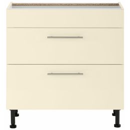 Wiho-K&uuml;chen Kochfeldumbauschrank WIHO K&Uuml;CHEN, B:90cm H:86,5cm T:58cm, beige, Schr&auml;nke, "Ela", 90 cm breit, mit Soft-Close-Funktion