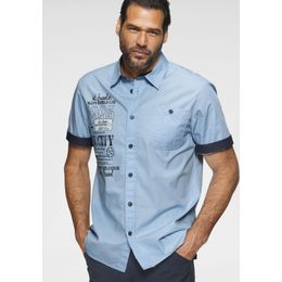 MAN'S WORLD MAN'S WORLD Herren Kurzarmhemd, blau, Gr. L, bedruckt, unifarben, Obermaterial: 100% Baumwolle, Hemden, mit Print