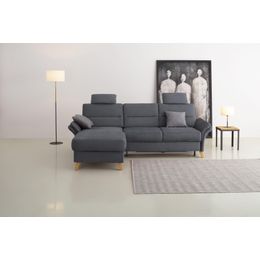 Ecksofa Home Affaire, B:252cm H:90cm T:162cm, grau, 100% Polyester, Wohnzimmer, Sofas, "Westerland L-Form", Federkern-Polsterung, wahlweise mit