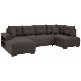 Wohnlandschaft Home Affaire, B:300cm H:91cm T:162cm, braun, Filzoptik (100% Polyester);Struktur (100% Polyester);Struktur fein ( 100% Polyester),