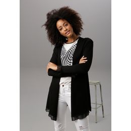 Damen Cardigan, schwarz, Gr. 44, Aniston SELECTED, unifarben, Feinstrick, Obermaterial: 70% Viskose, 30% Polyamid, Strickjacken, mit
