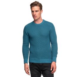 Rusty Neal Herren Strickpullover, blau, Gr. M, unifarben, 50% Baumwolle, 50% Polyacryl, Pullover, in sportlichem Design