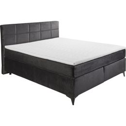 Boxspringbett, B:183cm L:210cm, schwarz, ED EXCITING DESIGN, 100% Polyester, Komplettbetten, "Navarra", wahlweise mit Matratze