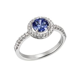 Firetti Damen Fingerring "Schmuck Geschenk Silber 925 Silberring blau glitzernd", 58, Silber 925 (Sterlingsilber), 2mm, blau, Silber 925