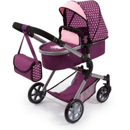 BAYER Jungen Kombi-Puppenwagen "City Neo, Pflaume", lila, Metall, Polyester, B:39cm H:79cm T:82cm, Puppenwagen