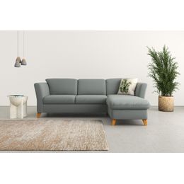 Ecksofa Home Affaire, B:249cm H:86cm T:162cm, grau, 100% Polyester, Wohnzimmer, Sofas, "Trelleborg L-Form", Federkern-Polsterung, wahlweise mit
