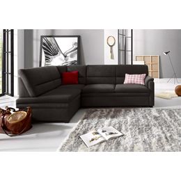 Sit & More Ecksofa SIT & MORE, B:245cm H:89cm T:161cm, schwarz, NaturLEDER (echtes Rindsleder), Korpus in Kunstleder SOFTLUX;Luxus-Microfaser (90% Polyester,