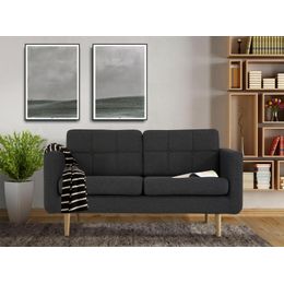 2-Sitzer Home Affaire, B:144cm H:84cm T:81cm, grau, NaturLeder in Sitz und Rücken, Korpus in passendem Kunstleder., Sofas, "Brest", mit Knopfheftung