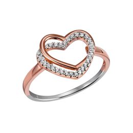 Firetti Damen Fingerring "Schmuck Geschenk Silber 925 Silberring Herz "LIEBE"", 56, Silber 925 (Sterlingsilber), 1,6mm, rosa, Silber 925