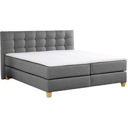 Boxspringbett Home Affaire, B:194cm L:231cm, grau, Komplettbetten, "Moulay", inkl. Topper, in Überlänge 220 cm, 3 Härtegrade, auch in H4
