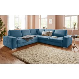 Sit & More Ecksofa SIT & MORE, B:276cm H:82cm T:271cm, blau, Struktur (100% Polyester);Struktur fein (95% Polyester, 5% Polyamid), Wohnzimmer, Sofas, "Santorini