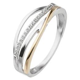 Jobo Damen Goldring, 50, Gelbgold 333 Wei&szlig;gold 333, gold, Gelbgold 333, Wei&szlig;gold 333, Fingerringe, 333 Gold bicolor mit Zirkonia
