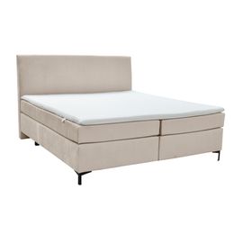 Boxspringbett Alina, B:182cm L:215cm, beige, Samtstoff DFN (100% Polyester);Samtstoff DFH (100% Polyester), Komplettbetten, "Petro", inklusive