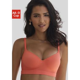 Lascana Damen Push-up-BH "COMFY BRA", Gr. 70, orange, Piqué, Obermaterial: 50% Baumwolle, 33% Polyamid, 14% Polyester, 3% Elasthan, BHs, mit Bügel