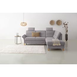 Ecksofa Home Affaire, B:238cm H:90cm T:213cm, silber, 100% Polyester, Wohnzimmer, Sofas, "Westerland L-Form", Federkern-Polsterung, wahlweise mit