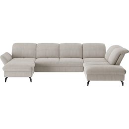 Sit & More Wohnlandschaft SIT & MORE, B:363cm H:88cm T:242cm, beige, 90% Polyester, 10% Polyamid, Sofas, "Leandro U-Form", Wahlweise mit Bett-, Kopfteil - und