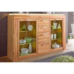 Highboard, B:182cm H:114,5cm T:40cm, beige, VOGL MÖBELFABRIK, Wohnzimmer, Sideboards, Breite 182 cm