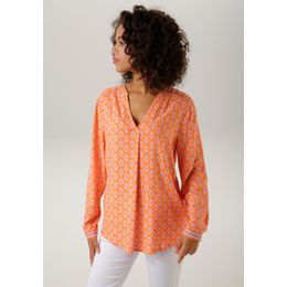 Aniston CASUAL Damen Schlupfbluse, bunt, Gr. 40, bedruckt, gemustert, Web, Obermaterial: 100% Viskose, Blusen, mit extravagantem, graphischem Druck