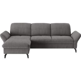 Sit & More Ecksofa SIT & MORE, B:267cm H:88cm T:200cm, grau, 90% Polyester, 10% Polyamid, Wohnzimmer, Sofas, "Leandro L-Form", Wahlweise mit Bett-, Kopfteil -