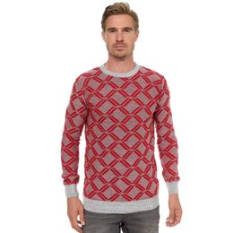 Rusty Neal Herren Strickpullover, grau, Gr. XXXL, unifarben, 70% Polyacryl, 30% Baumwolle, Pullover, in tollem Karo-Design
