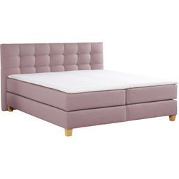 Boxspringbett Home Affaire, B:194cm L:231cm, lila, Komplettbetten, "Moulay", inkl. Topper, in Überlänge 220 cm, 3 Härtegrade, auch in H4