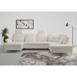 Wohnlandschaft Inosign, B:347cm H:89cm T:224cm, beige, 98%Polyester, 2%Polyamid, Sofas, "Palm Beach U-Form", Federkern, mit Sitztiefenverstellung,