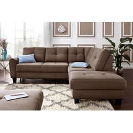 Sit & More Ecksofa SIT & MORE, B:240cm H:91cm T:214cm, braun, Luxus-Microfaser (100% Polyester)IStruktur fein (100% Polyester)IFlachgewebe (95% Polyester, 5%