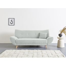 3-Sitzer Home Affaire, B:205cm H:80cm T:82cm, silber, (100% Polyester) Struktur fein (100% Polyester) Chenille, Sofas, "Basta"