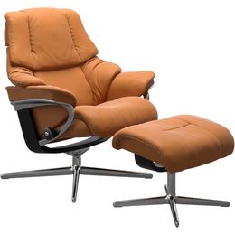 Relaxsessel stressless, B:79cm H:99cm T:75cm, braun, Wohnzimmer, Sessel, "Reno", mit Hocker, mit Cross Base, Größe S, M & L, Holzakzent Schwarz