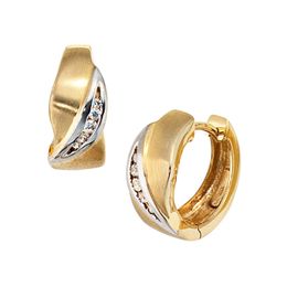 Jobo Damen Paar Creolen, 14,5mm, Gelbgold 333, gold, Gelbgold 333, Ohrringe, 333 Gold bicolor mit Zirkonia