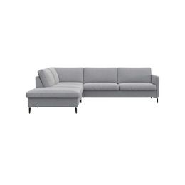 Ecksofa FLEXLUX, B:266cm H:85cm T:225cm, grau, 100% Polyester, Wohnzimmer, Sofas, "Fiore, L-Form", schmale Armlehnen, Kaltschaum, Füße Alu+schwarz