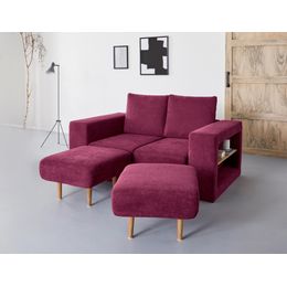 2-Sitzer, B:172cm H:96cm T:107cm, lila, LOOKS by Wolfgang Joop, Sofas, "Looksvb", Verwandlungssofa: aus Sofa wird Sofa mit 2 Hockern, mit