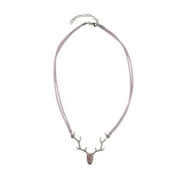 Allgäu Rebell ALLGÄU REBELL Damen Collier "Rosi", rosa, Basic, Metall, Halsketten, zweireihiges Satinband