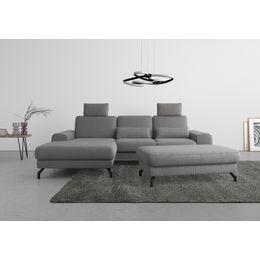 Sit & More Ecksofa SIT & MORE, B:283cm H:88cm T:175cm, grau, Wohnzimmer, Sofas, "Cinturo L-Form", inklusive Sitztiefenverstellung und Federkern, Sitzhöhe 45 cm