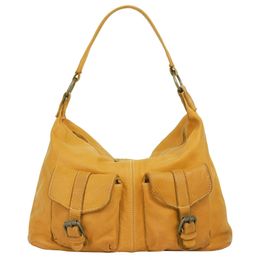 CLUTY Damen Shopper, gelb, Leder, leicht glänzend, unifarben, Taschen, echt Leder, Made in Italy