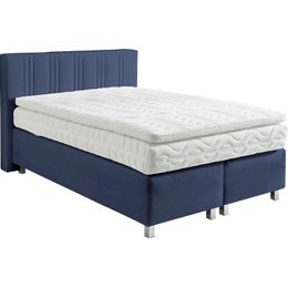Boxspringbett, B:155cm L:210cm, blau, Westfalia Schlafkomfort, Bezug: 100% Polyester;Polsterung: 100% Polyester, Komplettbetten, wahlweise mit