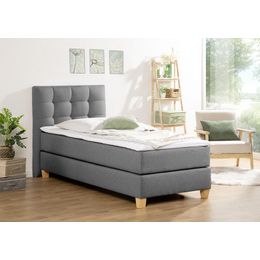 Boxspringbett Home Affaire, B:104cm L:211cm, grau, Komplettbetten, "Moulay", inkl. Topper, in 3 Härtegraden, TFK auch in Härtegrad 4