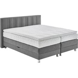 Boxspringbett, B:195cm L:210cm, grau, Westfalia Schlafkomfort, Bezug: 100% Polyester;Polsterung: 100% Polyester, Komplettbetten, wahlweise mit