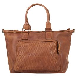 Samantha Look Damen Shopper, braun, Leder, vintage, Taschen, echt Leder, Made in Italy
