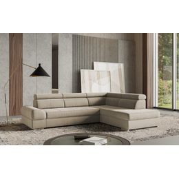 Sit & More Ecksofa SIT & MORE, B:270cm H:79cm T:213cm, beige, 100% Polyester, Wohnzimmer, Sofas, "Broadway L-Form", mit verstellbaren Kopfteilen, wahlweise mit