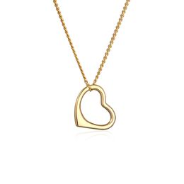 Elli Premium Damen Kette mit Anhänger "Herz Liebe Klassisch Hochwertig 585 Gelbgold", 45, ohne Stein, Gelbgold 585, L: 45, gold, Gelbgold 585,