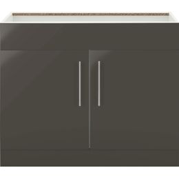 Wiho-K&uuml;chen Sp&uuml;lenschrank WIHO K&Uuml;CHEN, B:100cm H:82cm T:57cm, schwarz, K&uuml;che, Schr&auml;nke, "Cali", 100 cm breit, ohne Arbeitsplatte