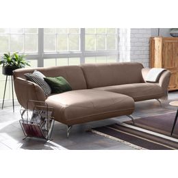 Ecksofa GUTMANN FACTORY, B:280cm H:80cm T:170cm, grau, Leder, Wohnzimmer, Sofas, "Venezuela"
